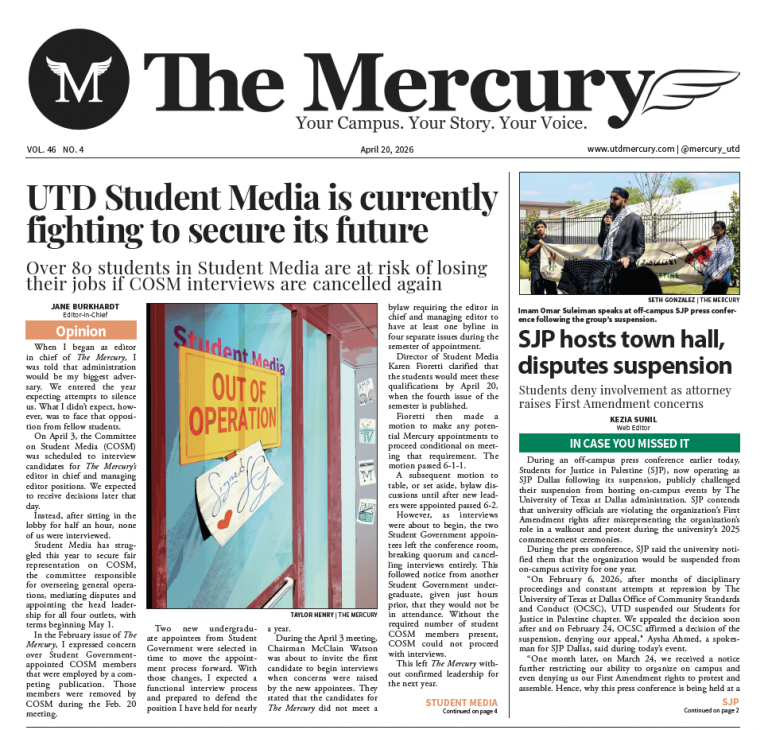 The UTD Mercury – UTD's student-run newspaper since 1980